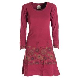 Vishes Midikleid Langarm Keid Mandala Druck Rundhals Ausschnitt Boho Ethno