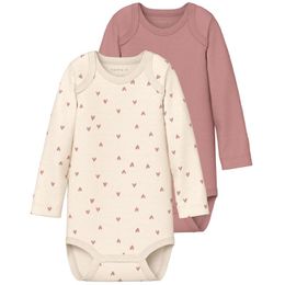 name it - Langarm-Body NBFBODY HEARTS 2er Pack in beige/rosa, Gr.62