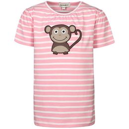 tausendkind collection - T-Shirt AFFE ANTON gestreift in rosa/weiß, Gr.92/98