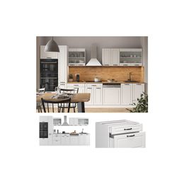 VICCO K&uuml;chenzeile K&uuml;chenblock Einbauk&uuml;che R-Line 350 cm Landhaus Wei&szlig; K&uuml;che