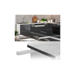 VICCO K&uuml;chenarbeitsplatte R-Line Marmor Wei&szlig; 240 cm