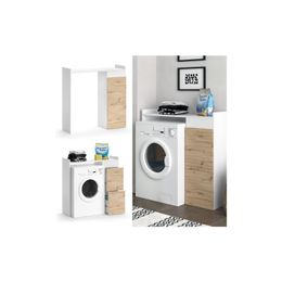 VICCO Waschmaschinenschrank Alf 99 x 98 cm, Wei&szlig; Artisan Eiche, Badezimmer