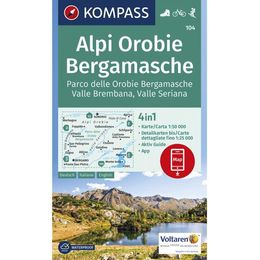 Kompass Karte N.104: Alpi Orobiche - Bergamasche 1:50.000