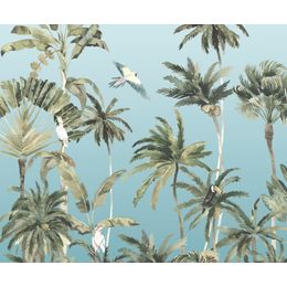 Komar Vliestapete "Forêt de Palmiers" Tapeten Gr. B/L: 300 m x 250 m, Rollen: 1 St., bunt (blau, grün, weiß) Blumentapeten