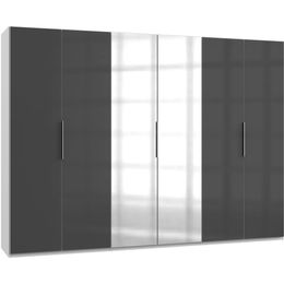Kleiderschrank fresh to go "Level" Schränke Gr. B/H/T: 300 cm x 216 cm x 58 cm, 6 St., weiß (weiß, grauglas) Kleiderschrank Drehtürenschrank Drehtürenschränke Schränke