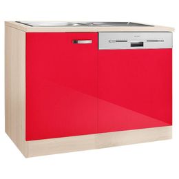 Spülenschrank Optifit "Faro" Schränke Gr. B/H/T: 110 cm x 84,8 cm x 60 cm, 1 St., rot (rot glanz) Spülenschränke