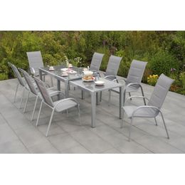 Garten-Essgruppe Merxx "Amalfi di Lusso" Sitzmöbel-Sets Gr. Polyester, braun (silber, diamantbraun) Outdoor Möbel