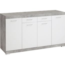 Kommode FMD "Bristol" Sideboards Gr. B/H/T: 160 cm x 89,9 cm x 49,9 cm, 2, grau (beton la, weiß edelglanz) Kommode