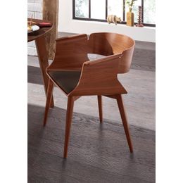 Stuhl Inosign "SWING" Stühle braun (nussbaumfarben, schwarz braun) 4-Fuß-Stuhl Armlehnstuhl Esszimmerstuhl Küchenstühle Stühle