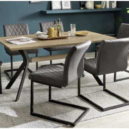 Esszimmerstuhl MCA furniture "Kian" Stühle Gr. B/H/T: 63 cm x 80 cm x 51 cm, Antiklederoptik, grau (grau, schwarz matt lackiert) Küchenstühle