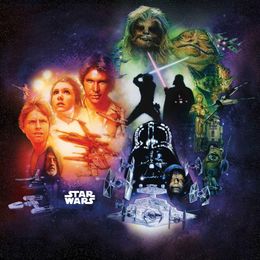 Komar Vliestapete "Star Wars Classic Poster Collage" Tapeten Gr. B/L: 250 m x 250 m, Rollen: 1 St., schwarz (schwarz, weiß) Vliestapeten