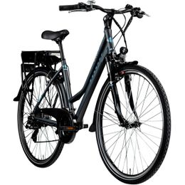 Zündapp E-Bike ZÜNDAPP "Green 7.7 Damen" E-Bikes Gr. 48 cm, 28 Zoll (71,12 cm), grau (blau, grau) E-Bikes