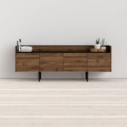 Sideboard Home Affaire "Unit" Sideboards Gr. B/H/T: 195,5 cm x 73,2 cm x 40,5 cm, 2, braun (walnuss, schwarz) Sideboards