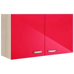 Hängeschrank Optifit "Faro" Schränke Gr. B/H/T: 100 cm x 57,6 cm x 34,6 cm, 2 St., rot (rot glanz) Hängeschränke