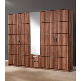 Kleiderschrank Priess "Bilbao" Schränke Gr. B/H/T: 230 cm x 193 cm x 54 cm, mit Aufleistung, 5 St., braun (nussbaumfarben) Drehtürenschrank Kleiderschrank Drehtürenschränke Schränke