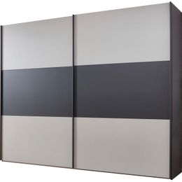 Schwebetürenschrank Wiemann "Korfu" Schränke Gr. B/H/T: 246,9 cm x 217 cm x 67 cm, 2 St., grau (grau schwarz) Schwebetürenschränke und Schiebetürenschränke