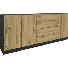 borchardt Möbel Sideboard BORCHARDT MÖBEL "Vaasa" Sideboards Gr. B/H/T: 190 cm x 79 cm x 35 cm, 4, schwarz (schwarz matt, eichefarben wotan) Sideboards