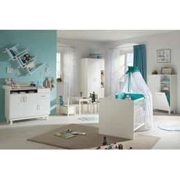 Babyzimmer-Komplettset Roba "Nordic, weiß" Gr. Kinderbett, 2-trg. Schrank & Wickelkommode, B/H: 70 cm x 140 cm, weiß Baby Schlafzimmermöbel-Sets Komplett-Babybetten