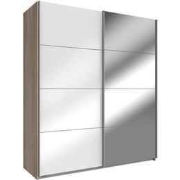 Schwebetürenschrank wimex "Easy" Schränke Gr. B/H/T: 135 cm x 210 cm x 65 cm, 2 St., braun (struktureichefarben hell, weißglas, spiegel) Schranksysteme und Schrankserien