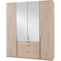 Kleiderschrank wimex "New York" Schränke Gr. B/H/T: 180 cm x 236 cm x 58 cm, 4 St., braun (struktureichefarben hell, spiegel) Kleiderschränke mit Spiegeltür