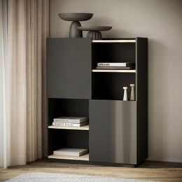 Highboard TemaHome "Nina" Sideboards Gr. B/H/T: 100 cm x 147 cm x 50 cm, braun (eichefarbig, schwarz) Highboards