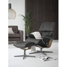 Fußhocker stressless "Reno" Hocker Gr. B/H/T: 55 cm x 43 cm x 41 cm, Leder PALOMA, Cross Base Eiche, grau (rock paloma) Fußhocker