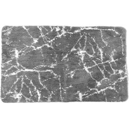 Badematte LEONIQUE "Marble" Badematten Gr. rechteckig (80 cm x 150 cm), 1 St., Polyester, grau (anthrazit) Gemusterte Badematten