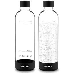 Philips GoZero - Wassersprudler-Flasche, 2 Stück, Fassungsvermögen 1 l, Kunststoff schwarz ADD911BK/10