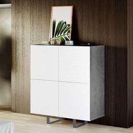 Highboard DIVENTA Sideboards Gr. B/H/T: 110 cm x 125 cm x 45 cm, weiß (beton weiß) Highboards