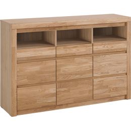 Kommode Woltra "Silkeborg" Sideboards Gr. Holzwerkstoff eichefarben (Korpus) / Massivholz Eiche (Front), braun (eiche teilmassiv) Kommode