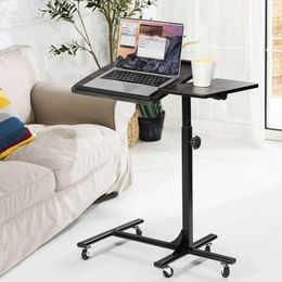 Betttisch mit Rädern - Tisch unterstützt Laptop-Schreibtisch 60x40x70-90cm Schwarz Höhenverstellbar - Schwarz - Meubles Cosy