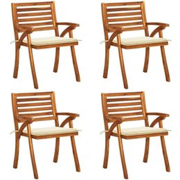 MAISONCHIC 4er Set Gartenstühle Gartensessel mit Kissen Stühle für Garten Terrasse Balkon Massivholz Akazie DE23626