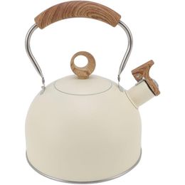 Eosnow 2,5 Liter pfeifender Teekessel, Edelstahl-Teekanne mit Griff für Elektroherd, Gasherd, Beige