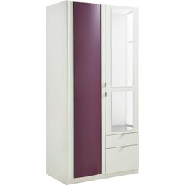 Kleiderschrank Priess Schränke Gr. B/H/T: 94 cm x 193 cm x 54 cm, 2 St., weiß (weiß, brombeer) Drehtürenschrank Kleiderschrank Drehtürenschränke Schränke