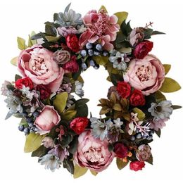 Dekorativer künstlicher Türkranz – Blumenkranz – für Frühling und Sommer – alle Jahreszeiten – Wanddekoration für Hochzeit, Party oder Festival