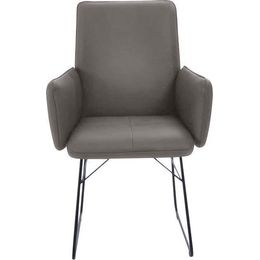 K+w Komfort & Wohnen Armlehnstuhl K+W KOMFORT & WOHNEN Stühle Gr. B/H/T: 61 cm x 91 cm x 62 cm, 1 St., Leder CLOUD, Metall, grau (granit, schwarz) Armlehnstühle