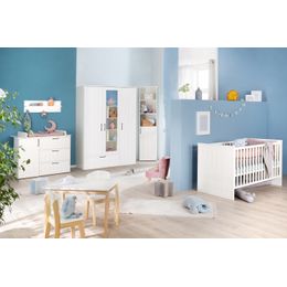 Babyzimmer-Komplettset Roba "Sylt" Gr. Kinderbett, Schrank & Wickelkommode, B/H: 70 cm x 140 cm, weiß Baby Schlafzimmermöbel-Sets Komplett-Babybetten