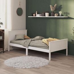 MAISONCHIC Massivholzbett Einzelbett Bett für Schlafzimmer Weiß Kiefer 100x200 cm DE37578