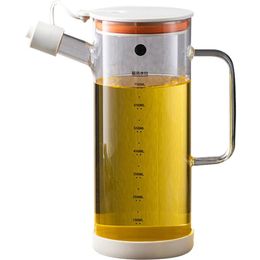 Olivenölspender, Glasflasche, Menagedeckel und Essigflaschen für die Küche, Kochbehälter-Set, warmweiß