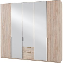 Kleiderschrank wimex "New York" Schränke Gr. B/H/T: 225 cm x 208 cm x 58 cm, 5 St., braun (struktureichefarben hell, spiegel) Kleiderschränke mit Spiegeltür