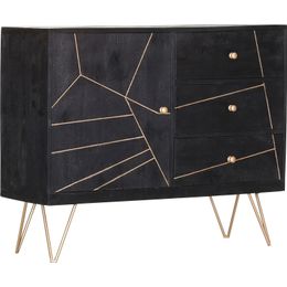 Kommode GUTMANN FACTORY "Scan" Sideboards Gr. B/H/T: 105 cm x 88 cm x 43 cm, Anzahl Türen: 3, mit goldfarbenen Einfräsungen, schwarz Kommode