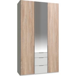 Kleiderschrank wimex "New York" Schränke Gr. B/H/T: 135 cm x 236 cm x 58 cm, 3 St., weiß (weiß,struktureichefarben hell, spiegel) Kleiderschränke mit Spiegeltür