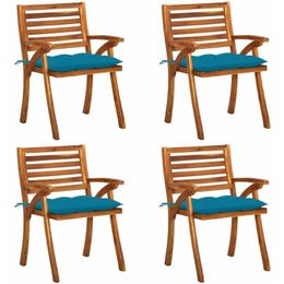 MAISONCHIC 4er Set Gartenstühle Gartensessel mit Kissen Stühle für Garten Terrasse Balkon Massivholz Akazie DE24231