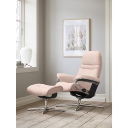 Fußhocker stressless "Sunrise" Hocker Gr. B/H/T: 57 cm x 42 cm x 40 cm, ROHLEDER Stoff Q2 FARON, Cross Base Schwarz, pink (light q2 faron) Fußhocker