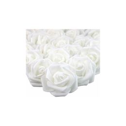 100PCS Künstliche Weiße Rose 7cm Blume Valentinstag Blüte Weiß Dekoration Allerheiligen Geburtstag Hochzeit Zeremonie Weiß Haarschmuck