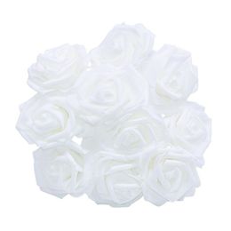 100PCS Künstliche Weiße Rose 7cm Blume Valentinstag Blüte Weiß Dekoration Allerheiligen Geburtstag Hochzeit Zeremonie Haarschmuck