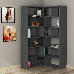 Decortie - Molly Modernes Eck-Mehrzweck-Bücherregal Display Unit No.4 Anthrazit Grau Hoch 178.6cm - Anthracite Grey