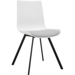 Esszimmerstuhl Inosign "Ayden" Stühle Gr. B/H/T: 46 cm x 85 cm x 52,5 cm, 2 St., Polyester, Metall, weiß (weiß, schwarz) Küchenstühle
