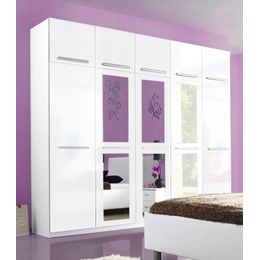 Kleiderschrank Priess Schränke Gr. B/H/T: 231 cm x 218 cm x 55 cm, ohne LED-Beleuchtung, 5 St., weiß (weiß, hochglanz) Drehtürenschrank Kleiderschrank Drehtürenschränke Schränke