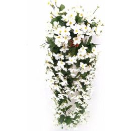 Minkurow - 4 Blütenblätter zum Aufhängen, künstliche Blumen, künstliche Glyzinien-Hängeblumen für Hochzeit, Heimdekoration (weiß)